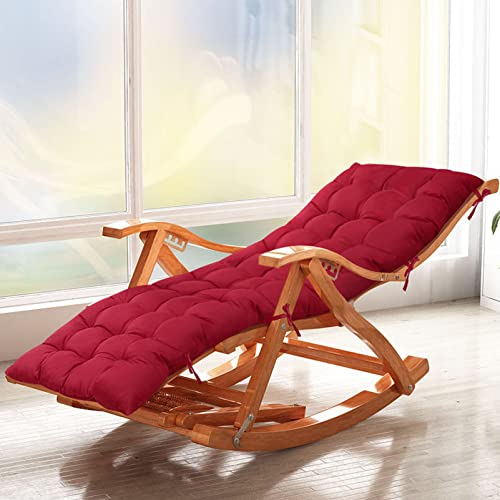 Lounge Chair, Rocking Chairs for Adults Wood Extra Large Stable Ergonomic Garden Deck Chairs Foldable Recliner Load-Bearing 200kg Bamboo Sun Loungers