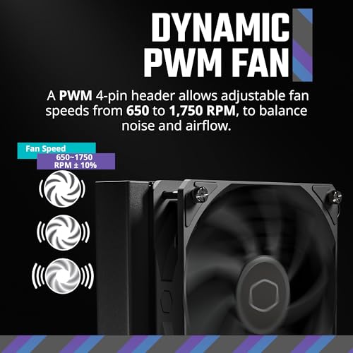 Cooler Master 120L Core Close-Loop AIO Liquid Cooler, R7|i5 Gen S Dual Chamber Pump, 120mm PWM, 120mm Radiator, White Lighting, AMD Ryzen AM5|4, Intel LGA 1851|1700 Platform