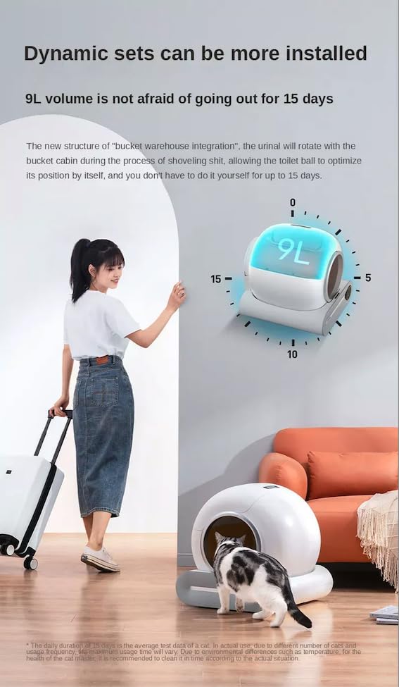 Self Cleaning Cat Litter Box, Automatic cat Litter Box, 65L + 9L Cat Litter Cleaning Robot, App Control