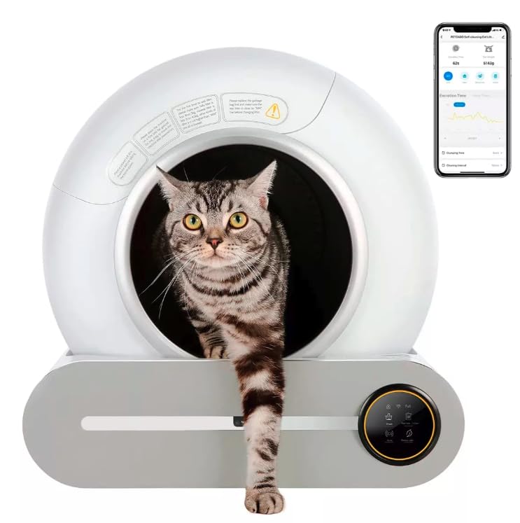 Self Cleaning Cat Litter Box, Automatic cat Litter Box, 65L + 9L Cat Litter Cleaning Robot, App Control