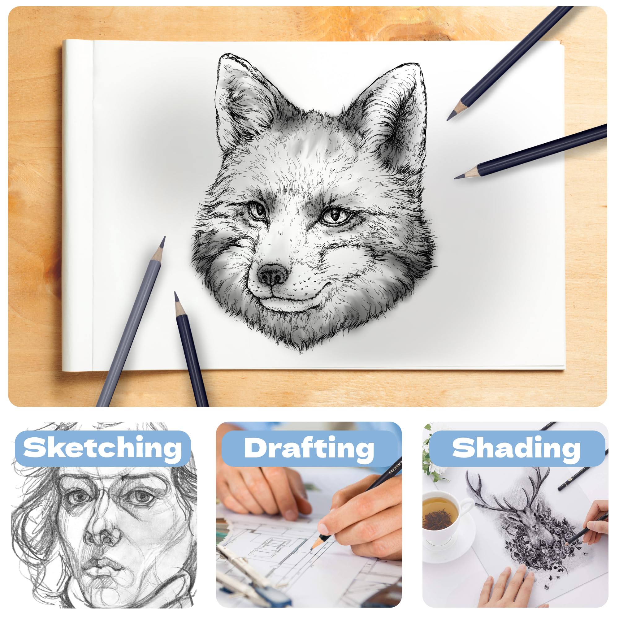ArtSkills Sketch Pencils for Drawing, Graphite Art Pencil Set for Sketching & Shading, 8pc