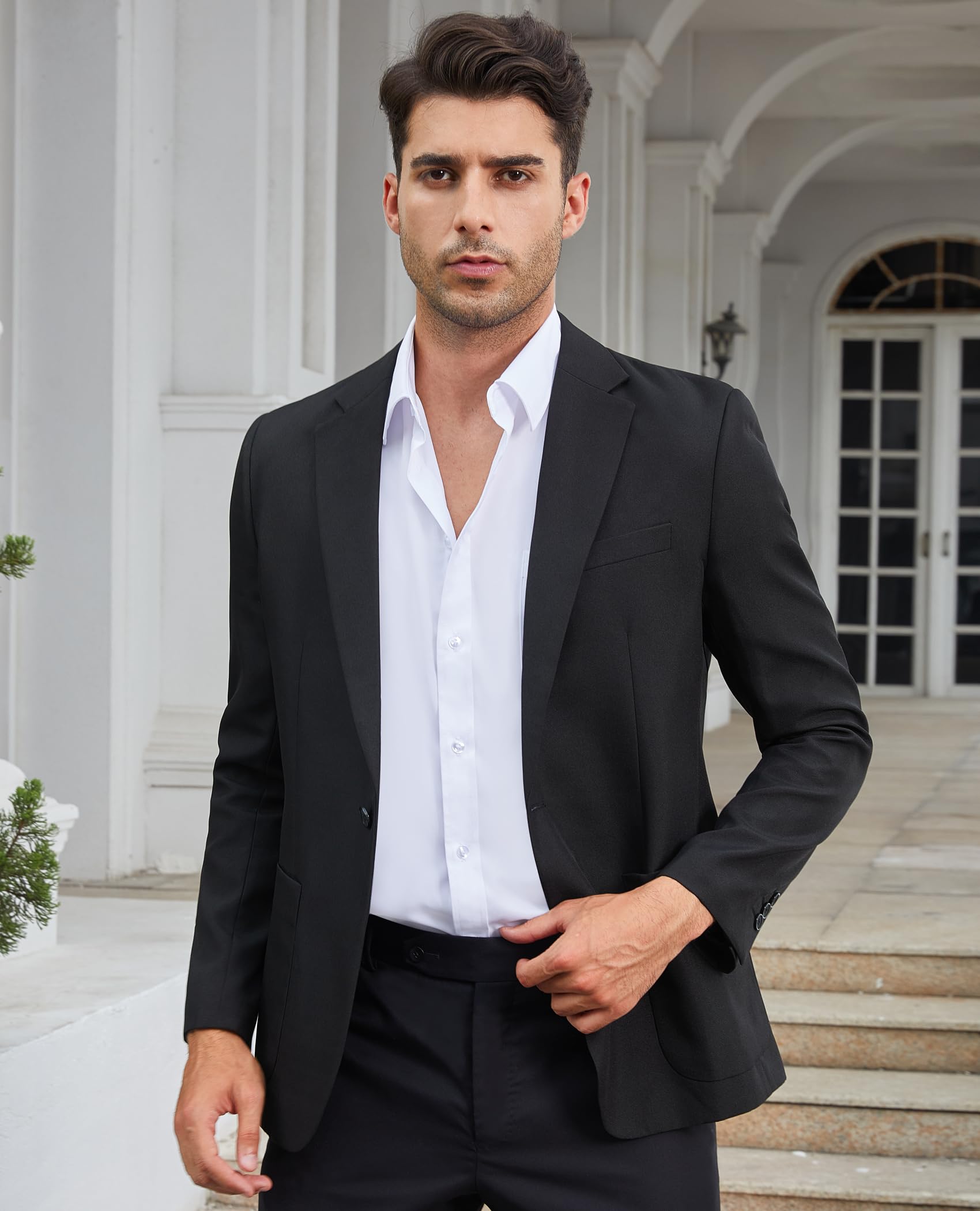 Lion Nardo Linen Blazer for Men Slim Fit Suit Jackets for Men Lightweight Blazer Jacket Men's Prom Suits Sports Coats Black