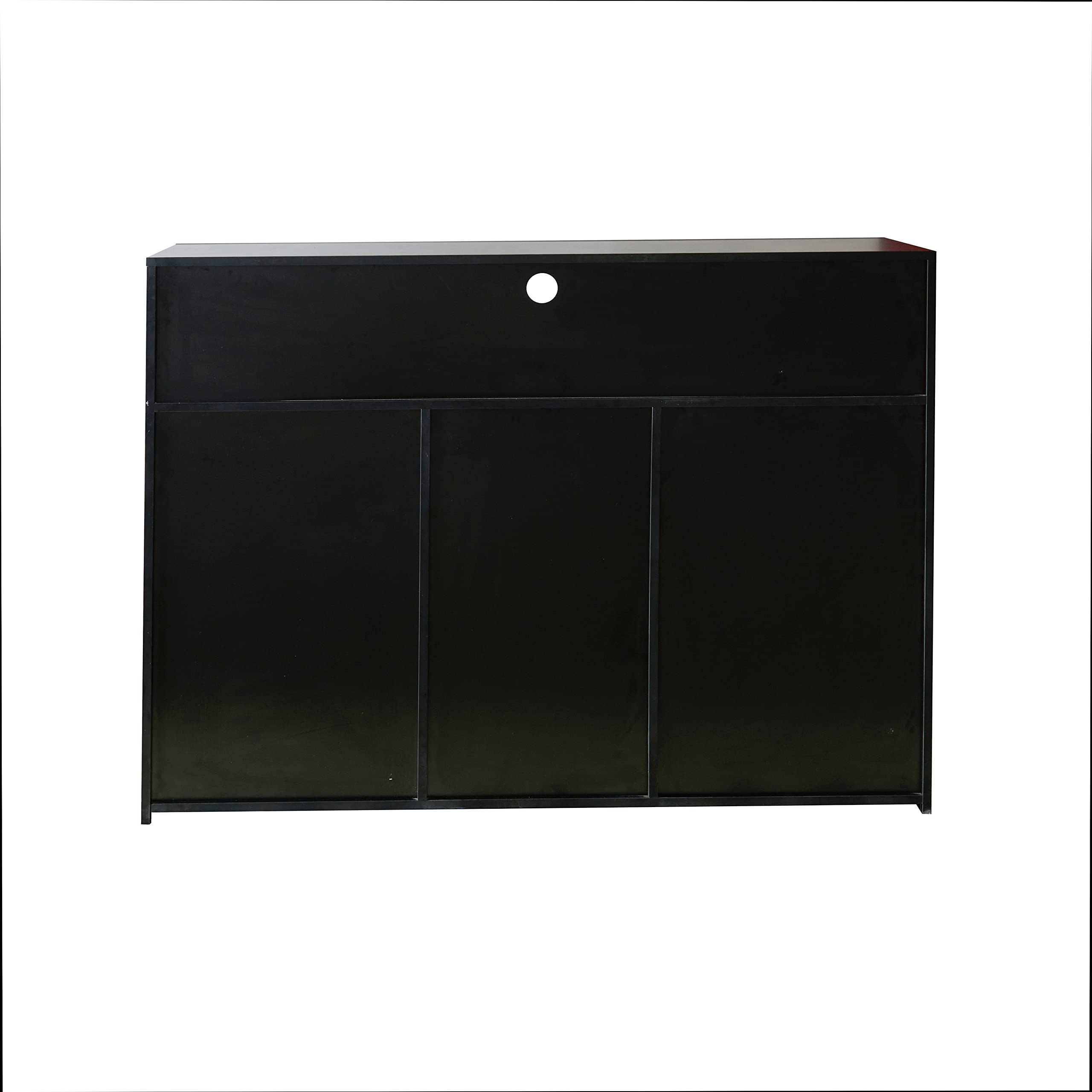 SZUBEE Modern Black High Gloss Sideboard Storage Cabinet with LED Light-Versatile Kitchen and Dining Room Buffet Cupboard with 3 Doors and TV Stand Function