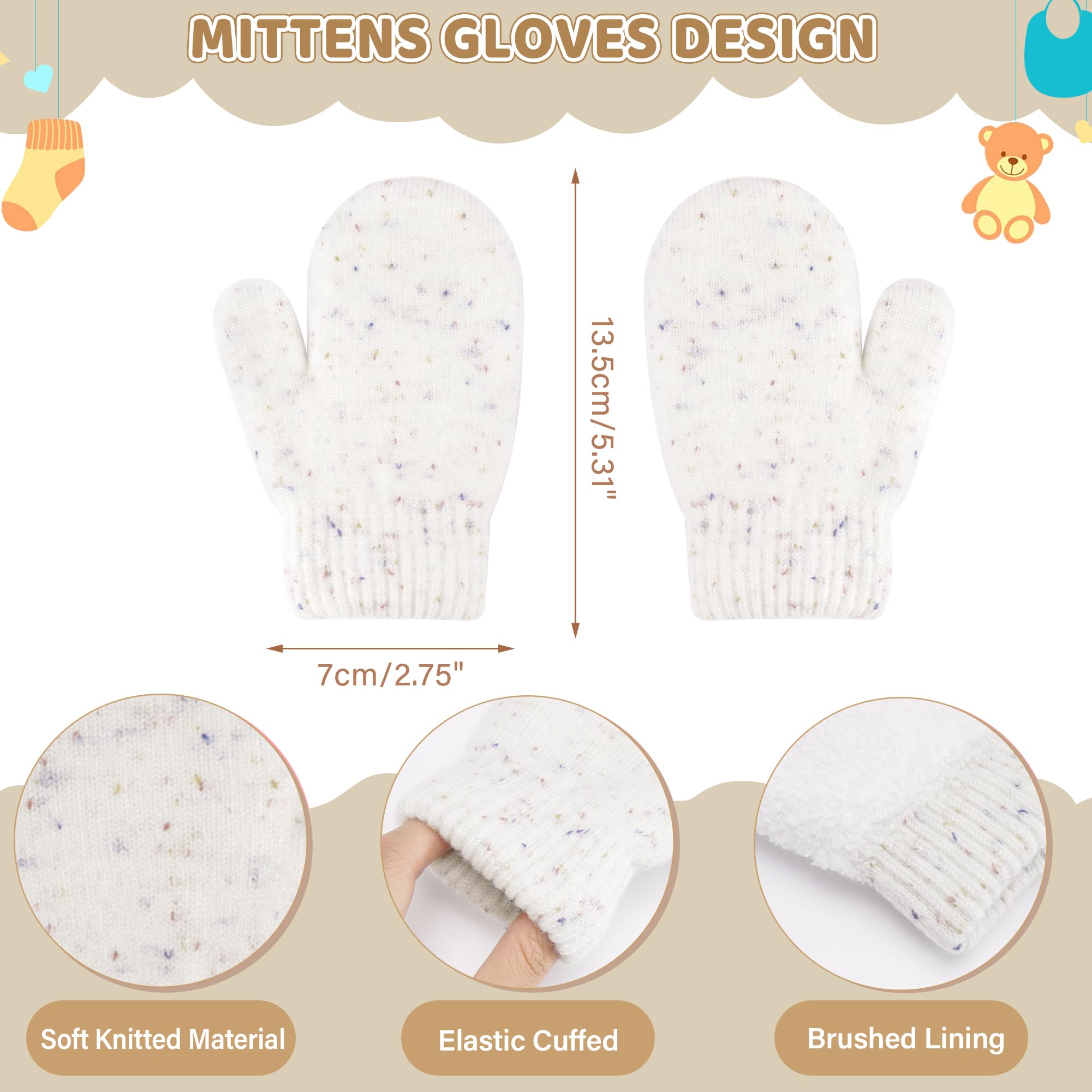 Winter Hats, Gloves, Scarves Set with Pompom Beanies for 0-4 Year Old Boys & Girls