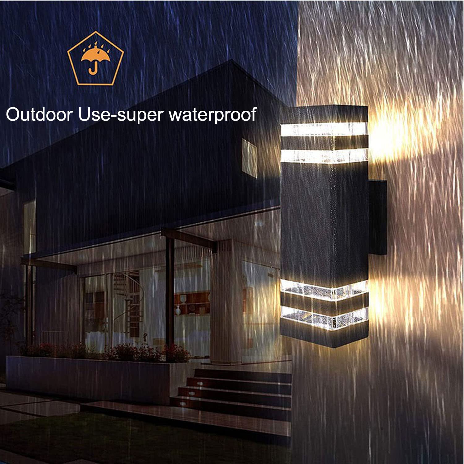 Stayofa 4Pack 12inch LED Square Up&Down Wall Lights 14W 4000K Day White Outdoor Wall Light Aluminum Body Waterproof IP65 led Porch Light for House Patio Garage Garden(No Sensor)