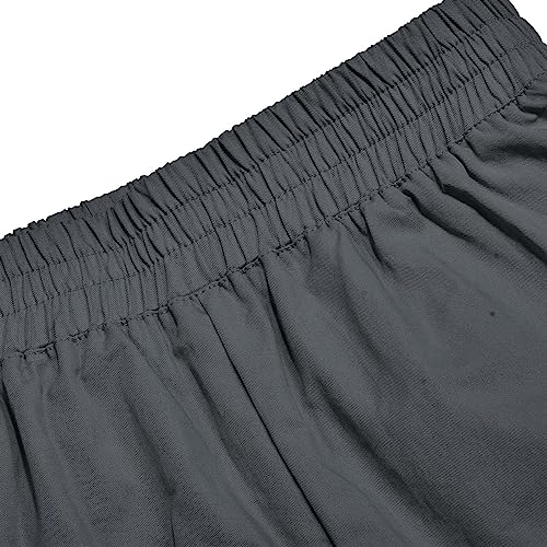 Pants Suits for Women Business Casual Women's Solid Color Elastic Waistband Zipper Pocket Wide Leg Casual (Grey, XL)