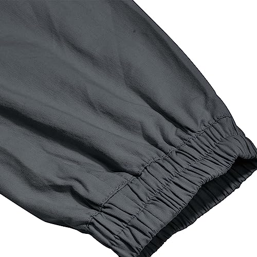 Pants Suits for Women Business Casual Women's Solid Color Elastic Waistband Zipper Pocket Wide Leg Casual (Grey, XL)