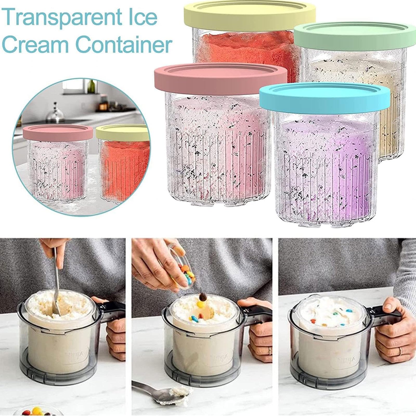 EVANEM Creami Containers, for Ninja Pints with Lids,24 OZ Ice Cream Storage Containers Safe and Leak Proof Compatible with NC500,NC501 Series Ice Cream Makers