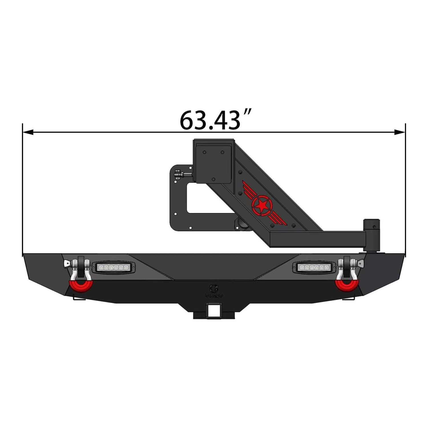LUYWTE For 2007-2018 Wrangler JK Steel Rear Bumper With Tire Carrier&Lights&D-Rings(Not fit 2018 Wrangler JL)
