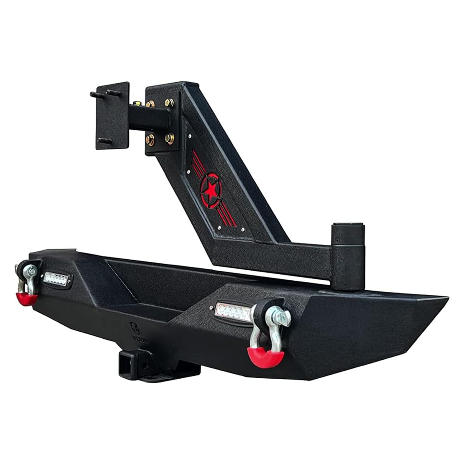 LUYWTE For 2007-2018 Wrangler JK Steel Rear Bumper With Tire Carrier&Lights&D-Rings(Not fit 2018 Wrangler JL)