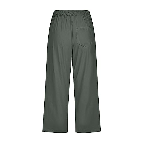 Linen Pants for Women Summer 2023 High Waisted Wide Leg Pants Casual Elastic Waist Drawstring Palazzo Beach Pant Pockets, B1-ag, X-Large