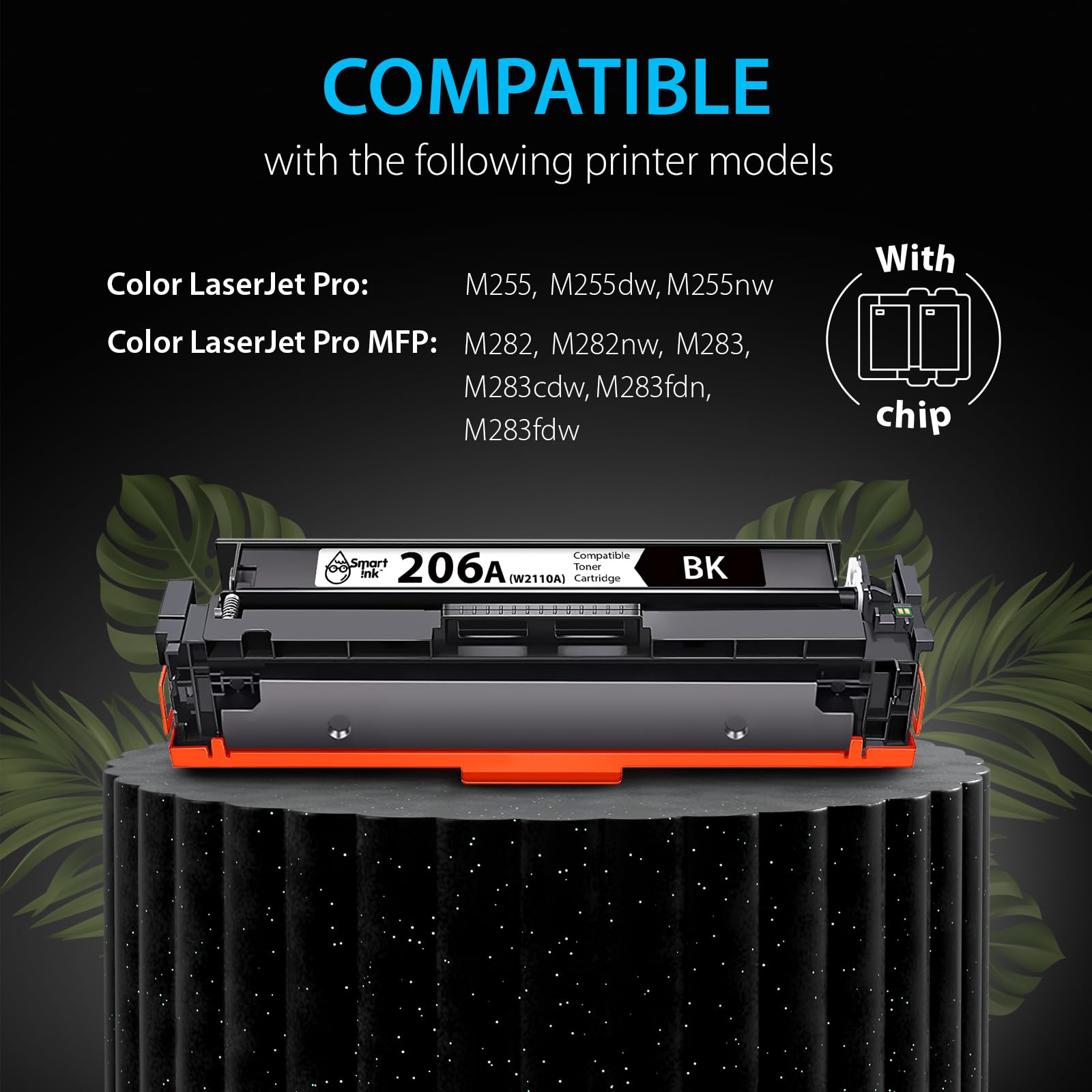 Smart Ink Compatible Toner Cartridge Replacement for HP 206A 206 A with Built-in Chip to use with MFP M283fdw M283cdw M255dw M255nw