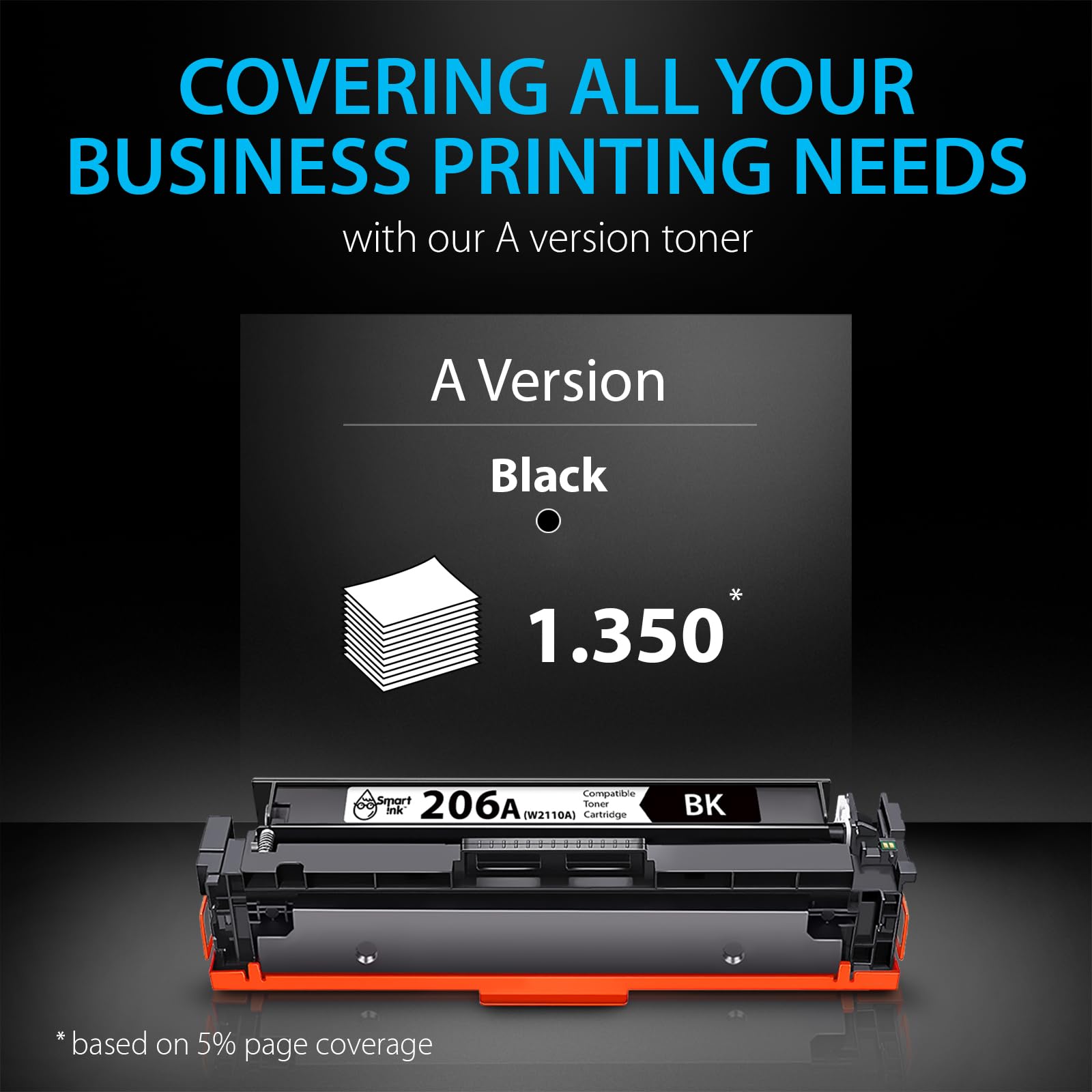 Smart Ink Compatible Toner Cartridge Replacement for HP 206A 206 A with Built-in Chip to use with MFP M283fdw M283cdw M255dw M255nw