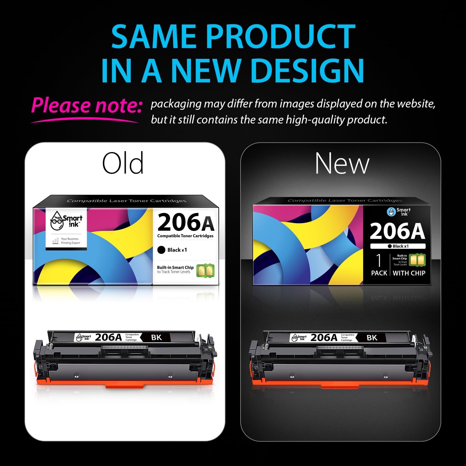 Smart Ink Compatible Toner Cartridge Replacement for HP 206A 206 A with Built-in Chip to use with MFP M283fdw M283cdw M255dw M255nw