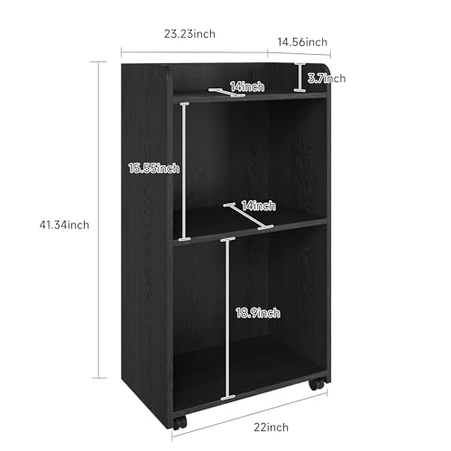 Podium - Portable Podium Stand, Hostess Stand with Wheels, Church Podium Reception Desk, Pulpits for Churches, Mobile Lectern Podium for Conference, Auditorium, Classroom, Adjustable Shelf, Black