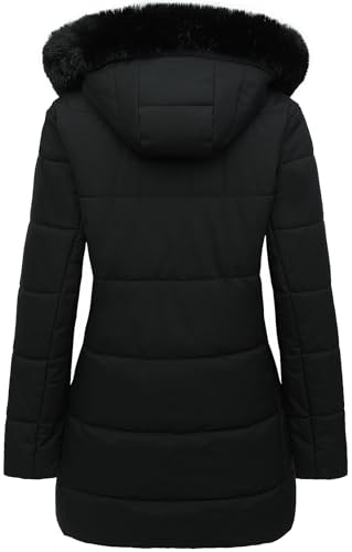 MOERDENG Women's Winter Puffer Coat Thicken Fleece Lined Down Jacket Waterproof Faux Fur Detachable Hooded Parka