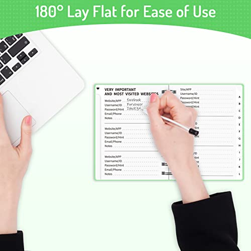 Forvencer Password Book with Individual Alphabetical Tabs, 4" x 5.5" Small Password Notebook, Spiral Password Keeper, Internet Address and Password Manager, Password Logbook for Home Office, Mint