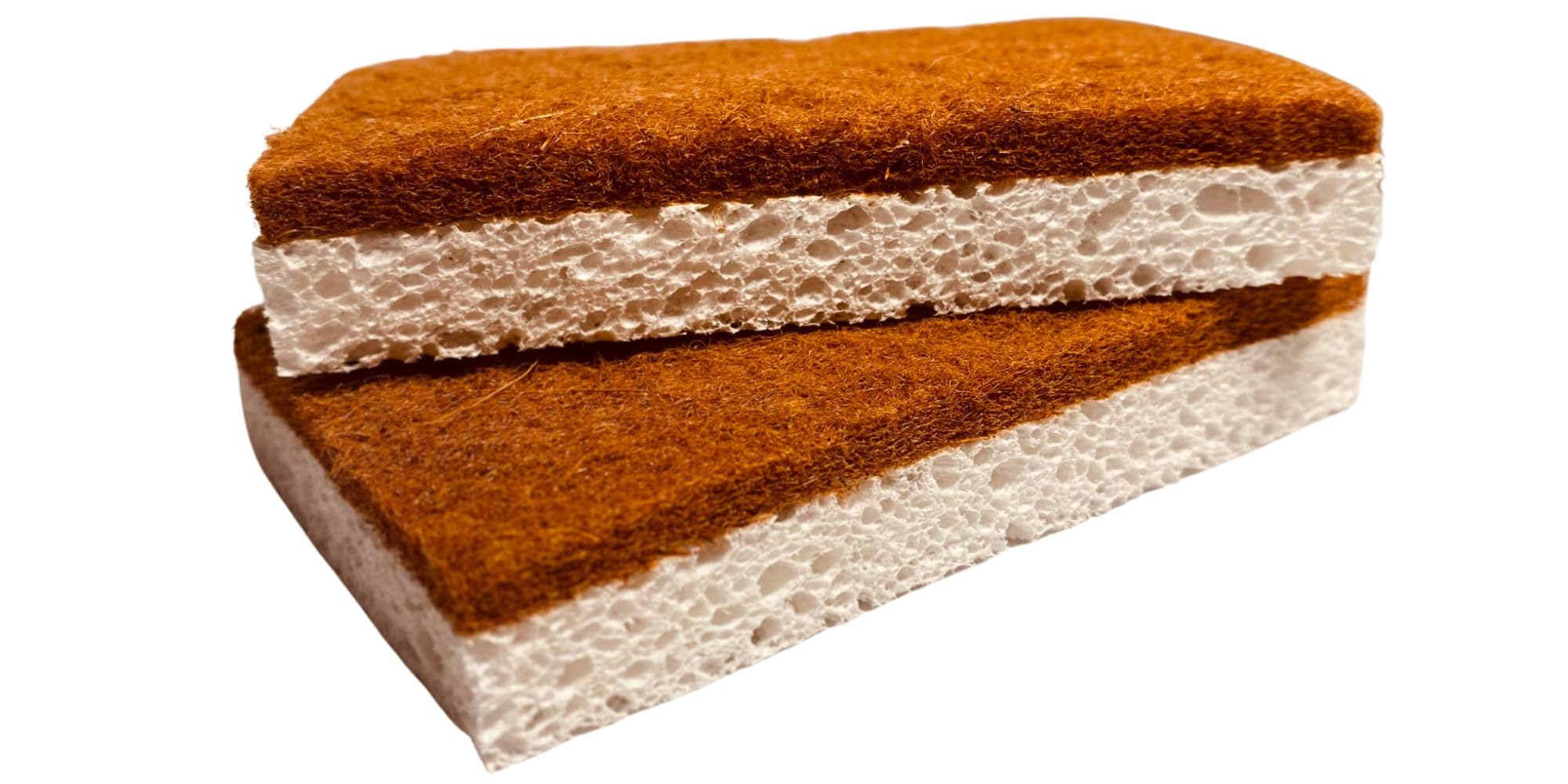 BPA Free Premium 6-Pack Biodegradable Natural Kitchen Dish Sponge Vegan Plant-Based All-Natural Non-Scratch Coconut Fiber & Wood Cellulose sponges Eco-Friendly Organic EcoGrove