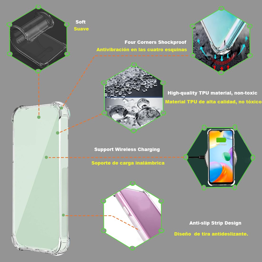 USTIYA Case for Oppo A78 4G Clear TPU Four Corners Protective Cover Transparent Soft