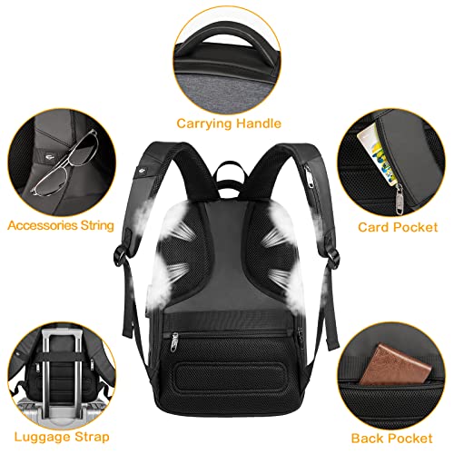 Anti Theft Hard Shell Laptop Backpack 15.6 Inch, Waterproof Expandable Business Computer Backpack with USB Charging Port and Lock for Men, Women Durable College Student Bookbag Travel Daypack, Black
