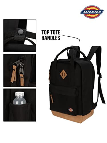 Dickies Brooklyn Backpack for School Classic Logo Water Resistant Casual Everyday Bookbag with Carry Handles for Travel, Fits 15 Inch Notebook (Black)