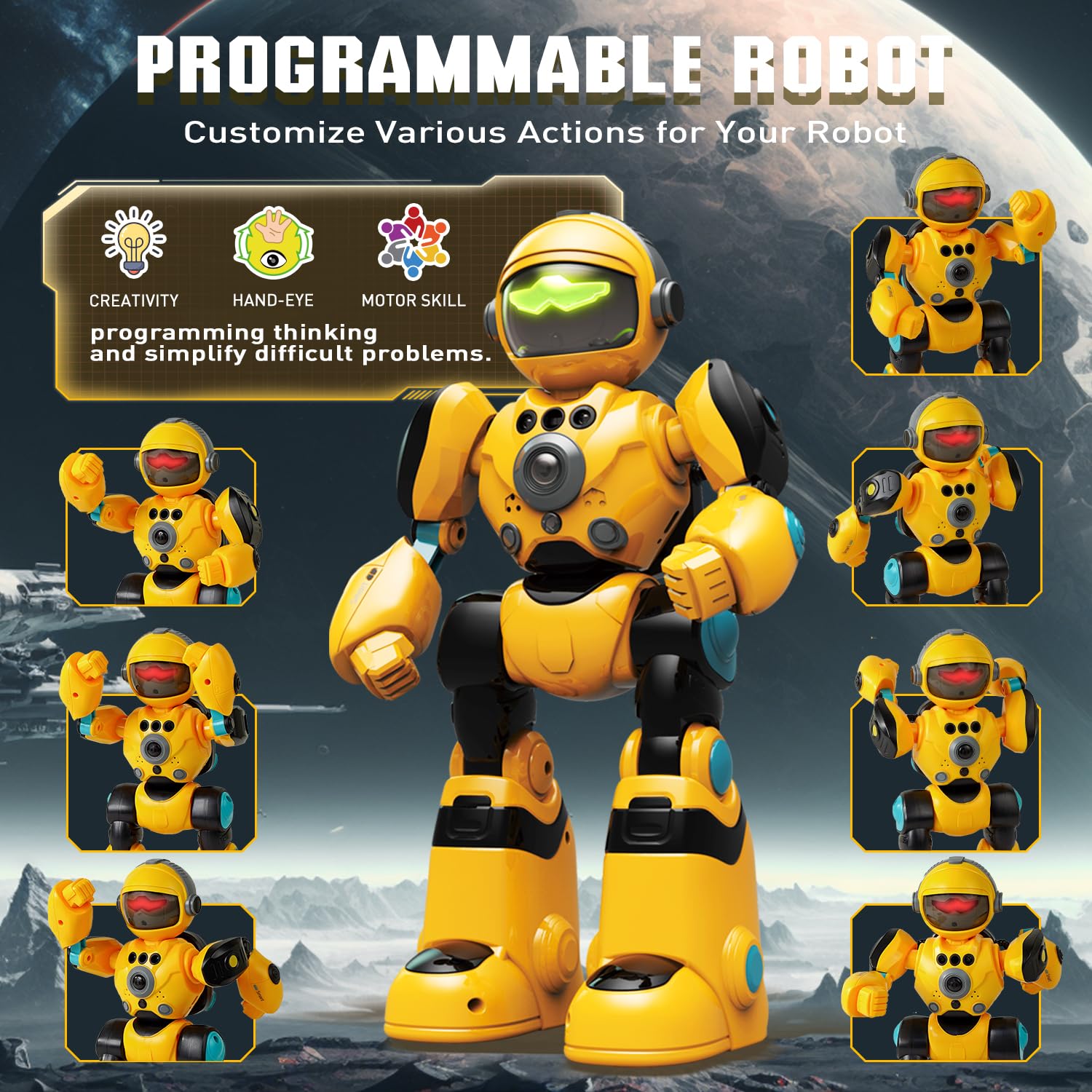 RC Robot Toys for Kids Ages 3 4 5-7 Year Old Magic Record Voice Function, Remote Control Robots Toy for Boys and Girls Programmable Music Dance Interactive Warrior Robo Birthday Gift for Toddler