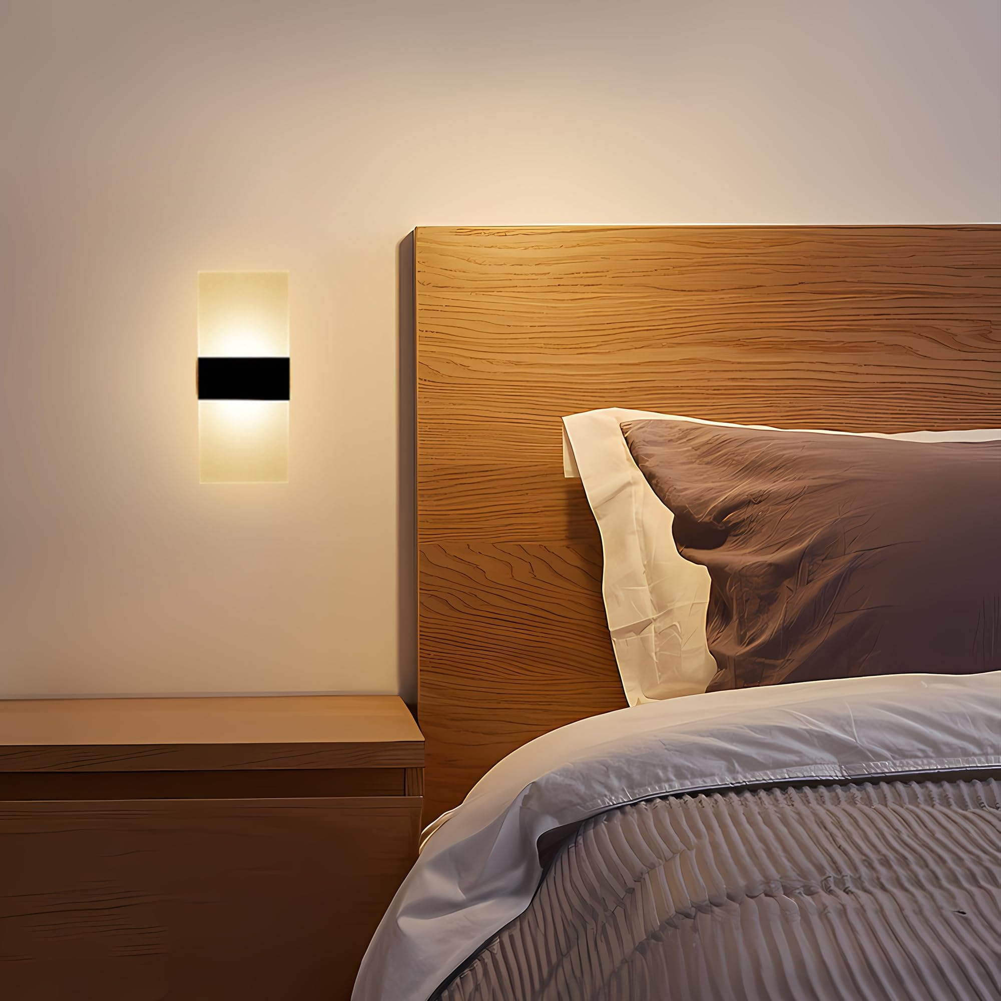 FelRelWel Rechargeable Wall Sconces,2 PCS Modern Acrylic Bedside LED Wall Lamps for Living Room Bedroom Hallway,USB Rechargeable Battery Operated Cordless Night Light,Touch Control,Warm Light Dimmable