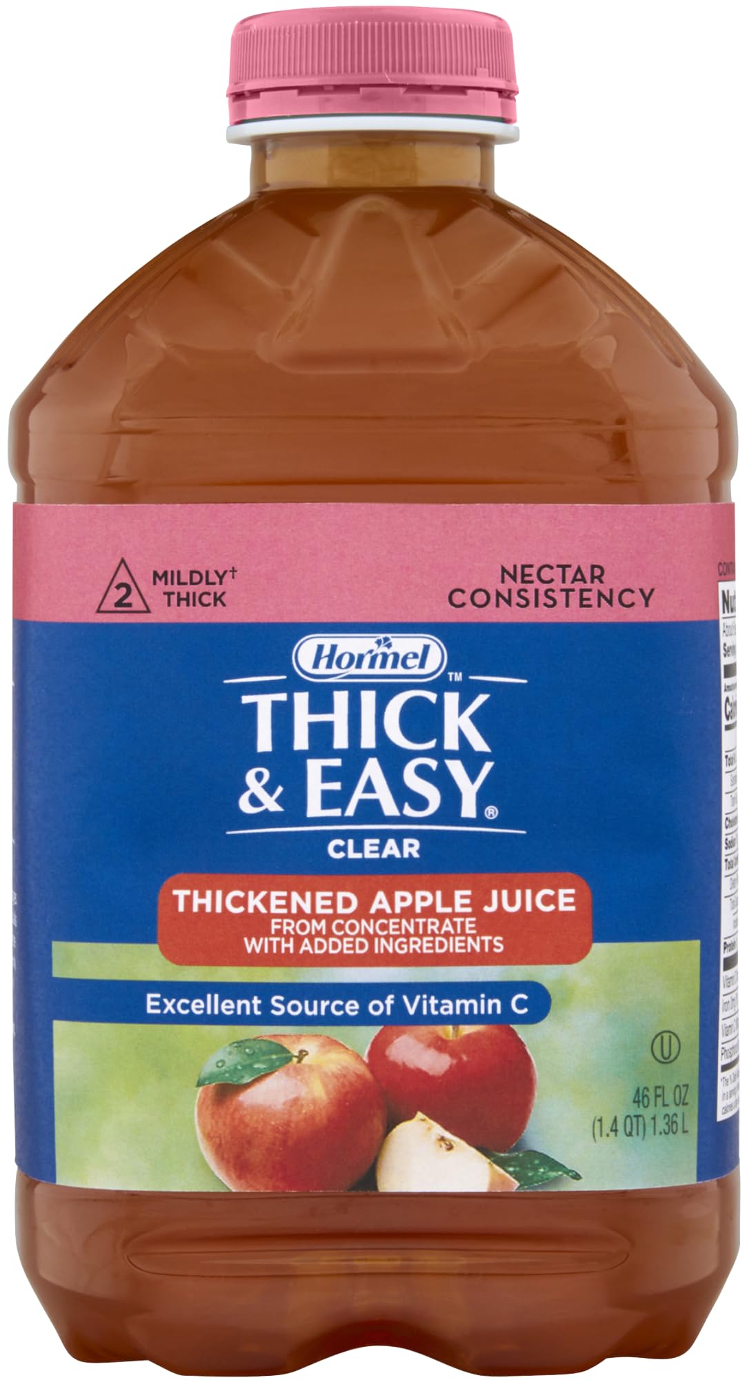 Thick & Easy Clear Thickened Apple Juice Flavored Drink, Nectar Consistency, 46 fl oz with By The Cup Coasters