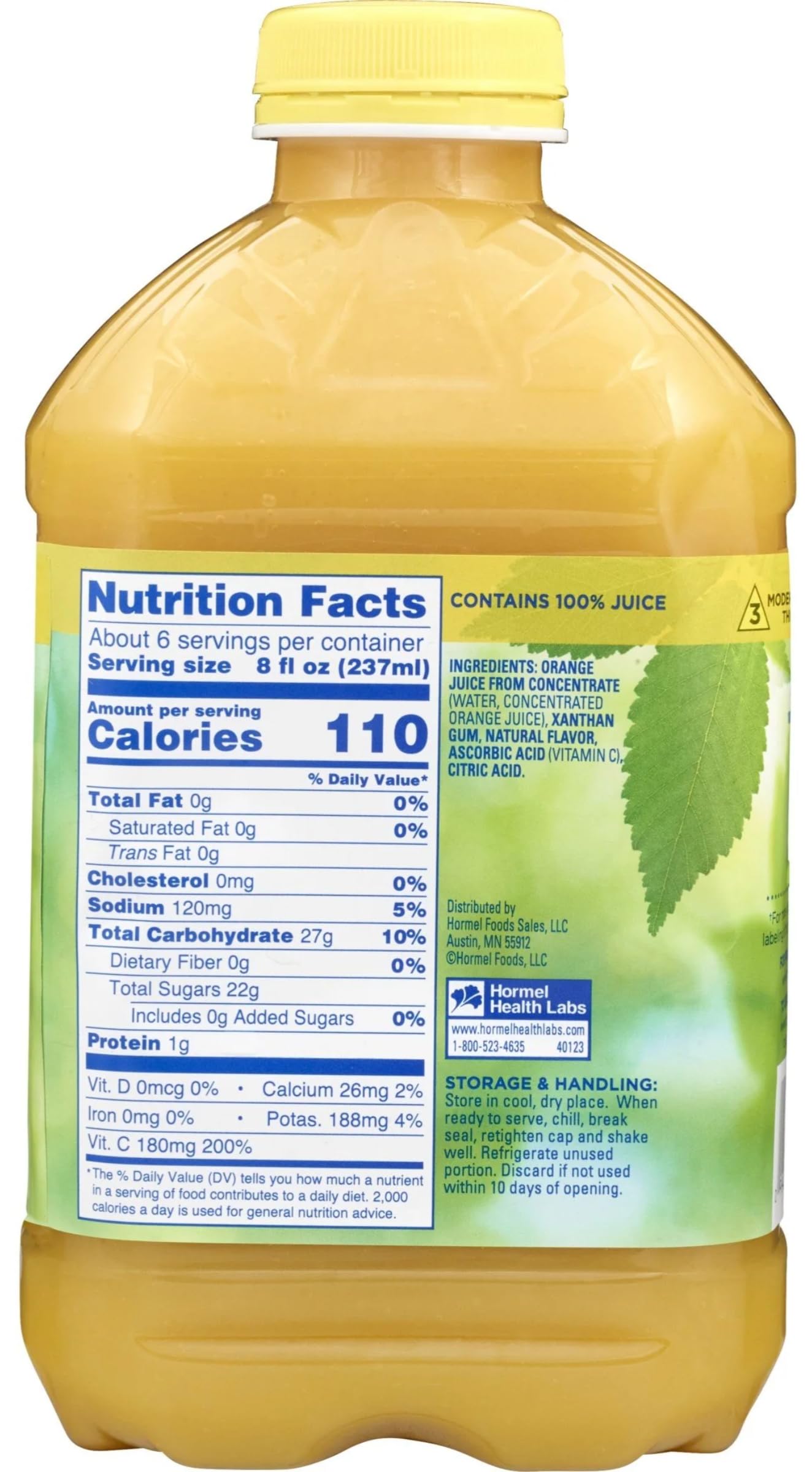 Thick & Easy Clear Thickened Orange Juice Flavored Drink, Honey Consistency, 46 oz with By The Cup Water Bottle