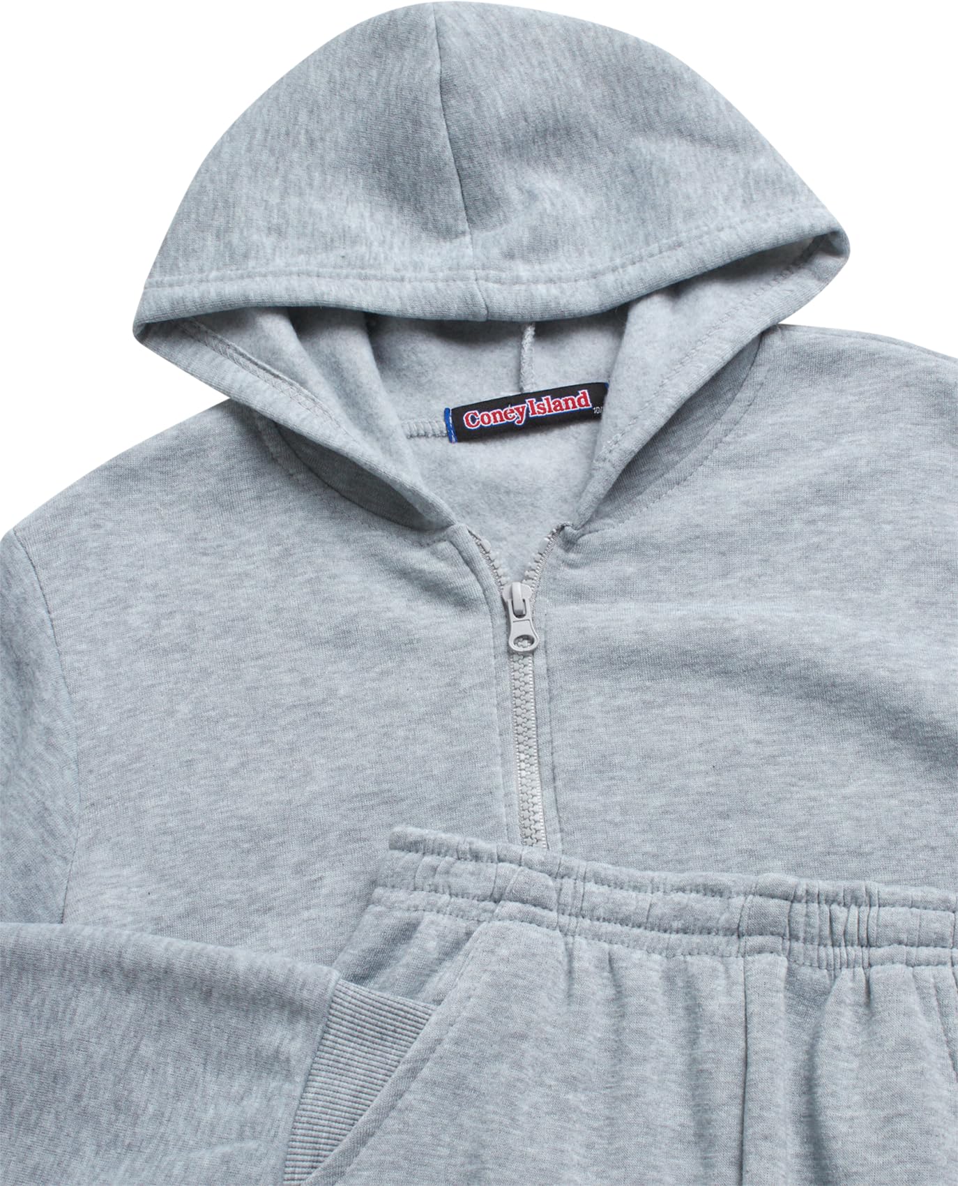 Coney Island Boys Active Tracksuit Set - 2 Piece Fleece Zip Up Hoodie Sweatshirt and Jogger Sweatpants for Boys (Sizes: 5-16), Size 8, Heather Grey
