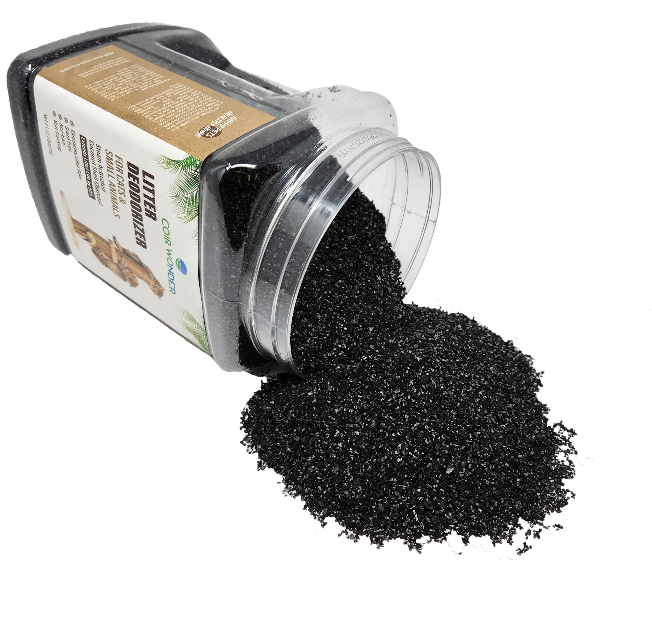 Coir Wonder Cat Litter Deodorizer – Litter Box Odor Eliminator – 2.2 Lb - Made of Activated Charcoal Carbon – Longer Kitty Litter Life – Odor Control for Small Animal Pet Enclosure and Chicken Coop