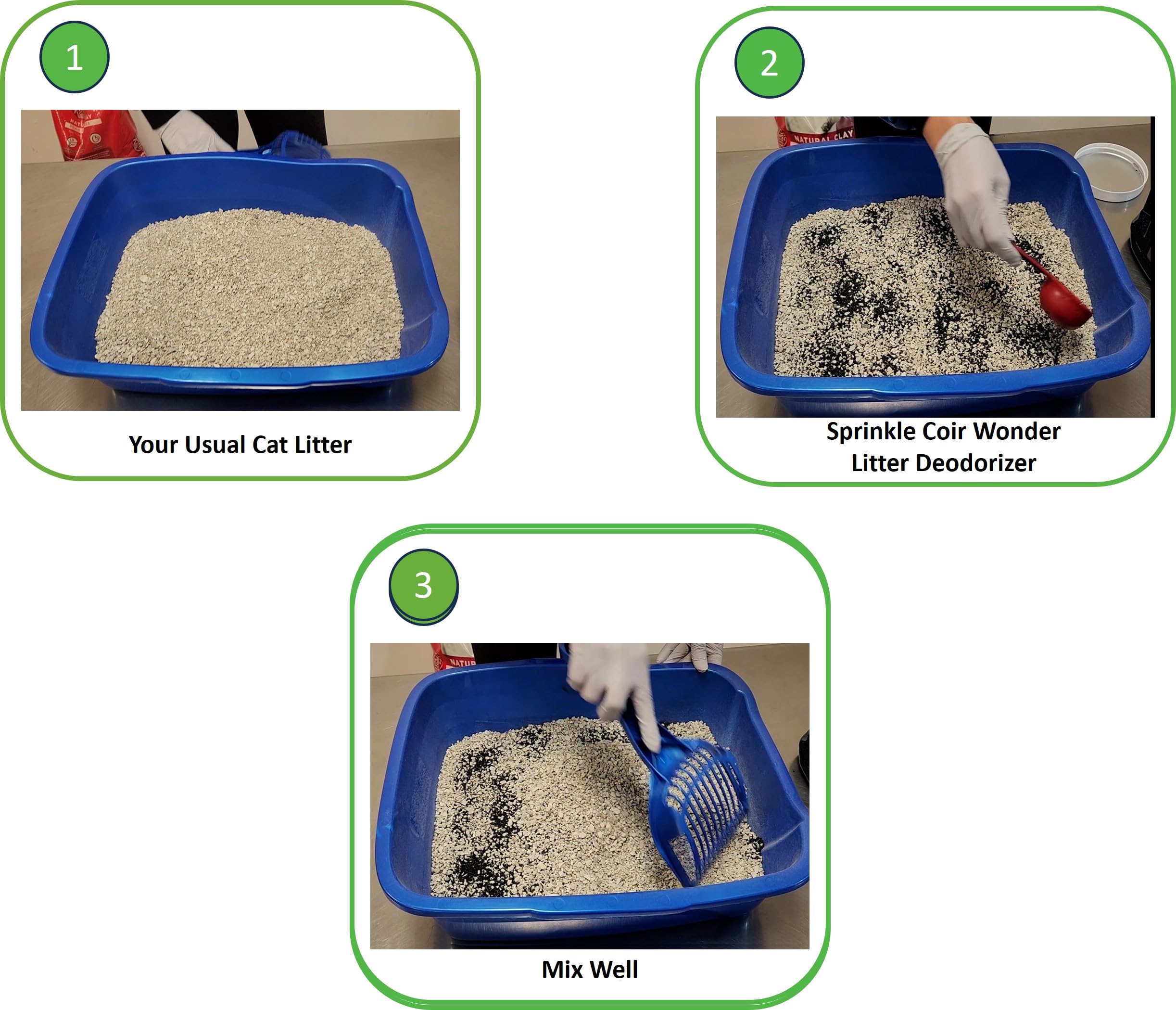 Coir Wonder Cat Litter Deodorizer – Litter Box Odor Eliminator – 2.2 Lb - Made of Activated Charcoal Carbon – Longer Kitty Litter Life – Odor Control for Small Animal Pet Enclosure and Chicken Coop