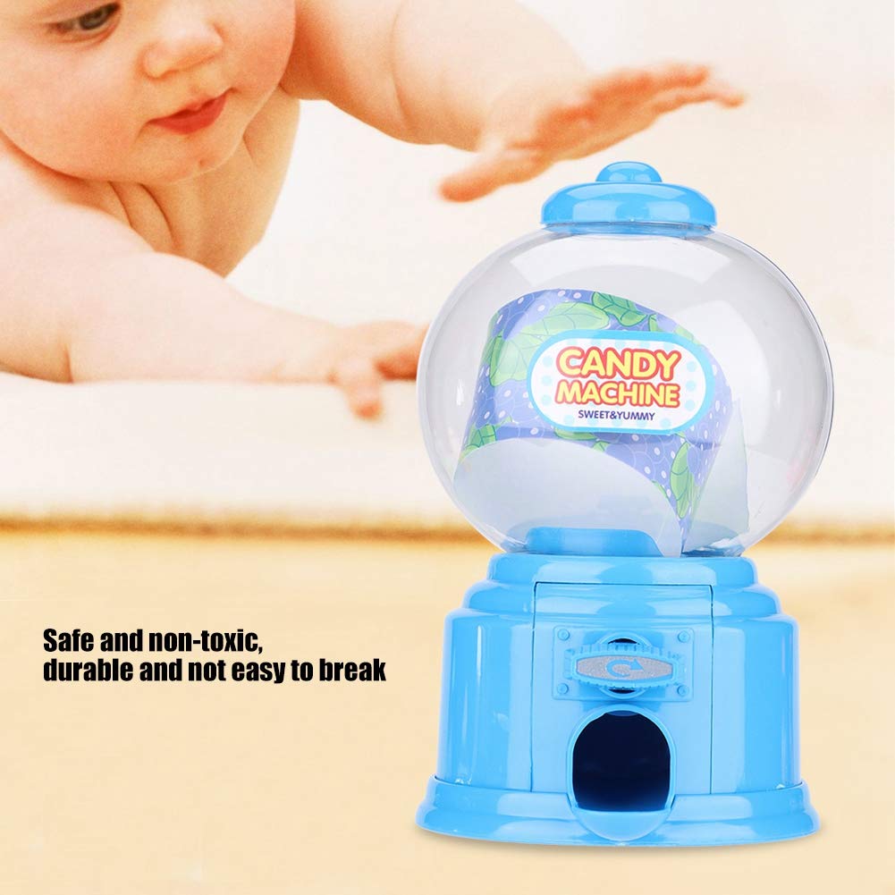 AYNEFY Portable Kid Candy Machine,Plastic Mini Gumballs Dispenser Machine Mini Twisted Sugar Machine Piggy Ban Kids Kindergarten Christmas Day Present(Blue)