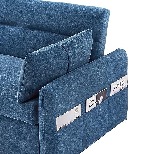 FANYE Twin Blue Microfiber W/Pillows, Pockets, 55.1"