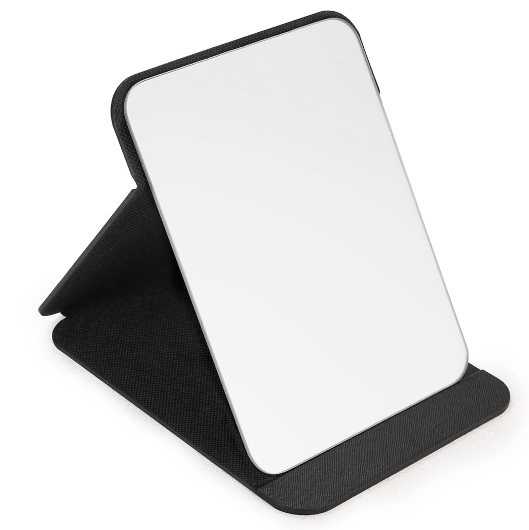 Leather Foldable Compact Vanity Mirror, Personal Frameless Portable Beauty Adjustable Makeup Stand Mirror Muti Use (8 * 6inch)