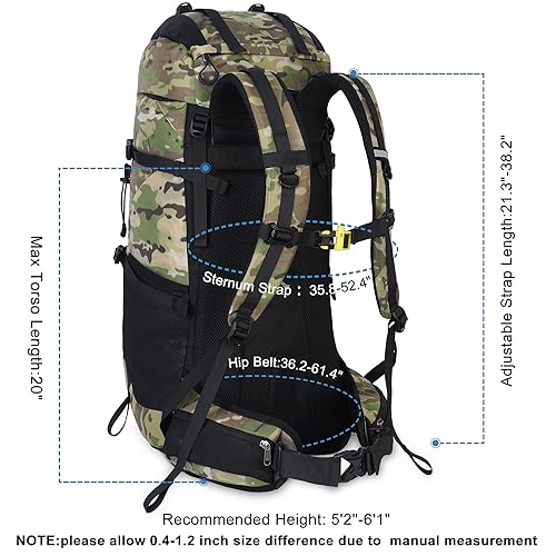 N Nevo Rhino Waterproof Hiking Backpack 50L/60L, Camping Backpack with Rain Cover, High Performance Hiking Travel Mountaineering Pack