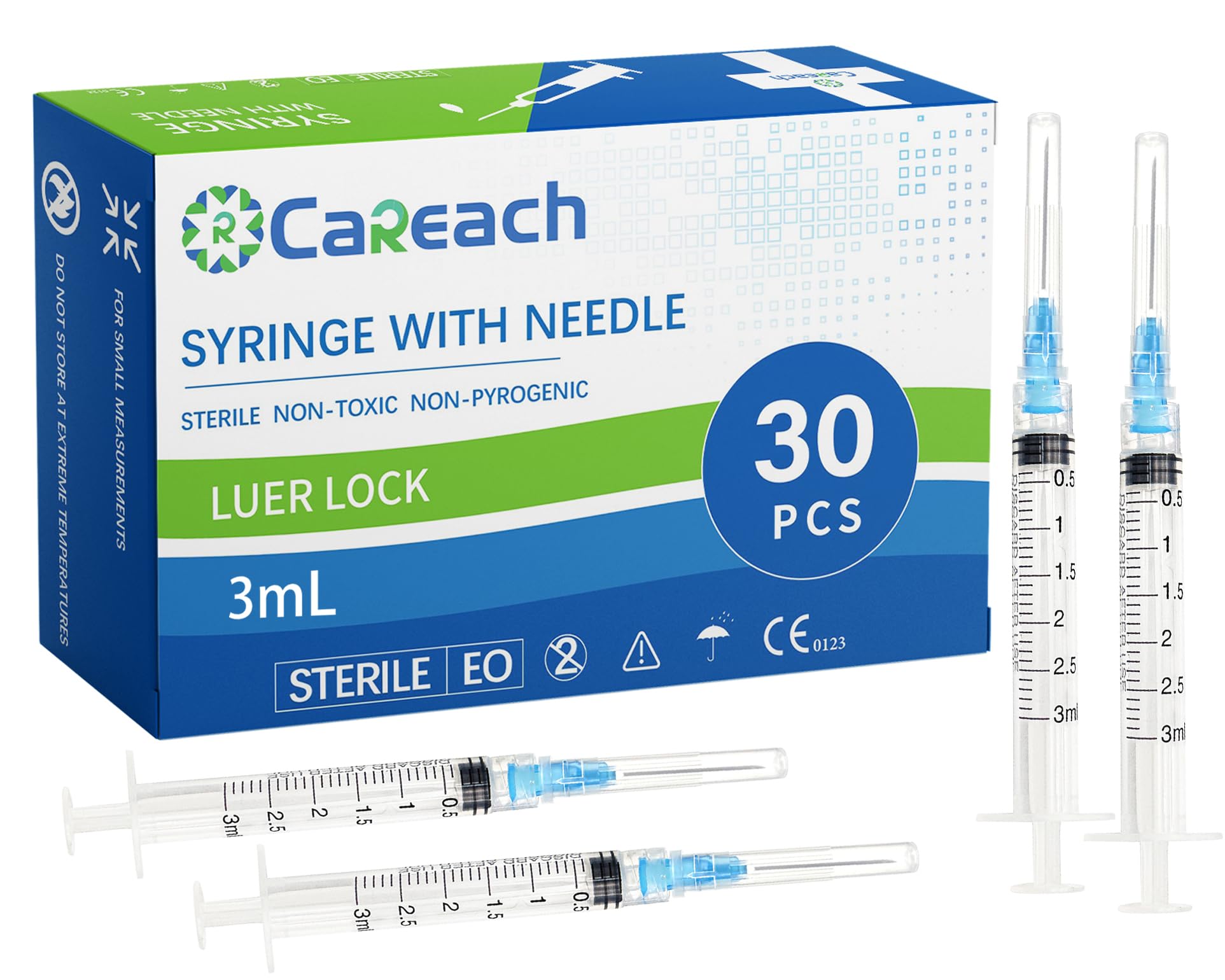 Careach 30 Packs 3mL Syringe with Needles 23 Gauge 1inch, Scientific Labs, Measurement, Individually Wrapped