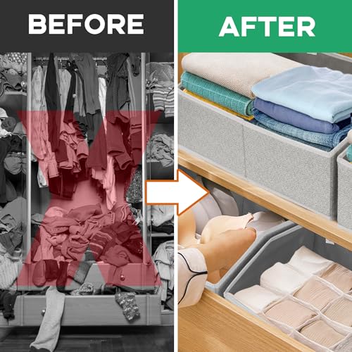 [ 6 Pack ] Fabric Trapezoid Storage Bins, Large Foldable Fabric Storage Baskets with PP Support Board（Non-cardboard), Washable Closet Organizers and Storage Bins for Clothes, DVD, Books, Toys