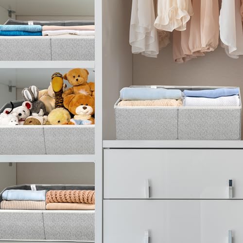 [ 6 Pack ] Fabric Trapezoid Storage Bins, Large Foldable Fabric Storage Baskets with PP Support Board（Non-cardboard), Washable Closet Organizers and Storage Bins for Clothes, DVD, Books, Toys