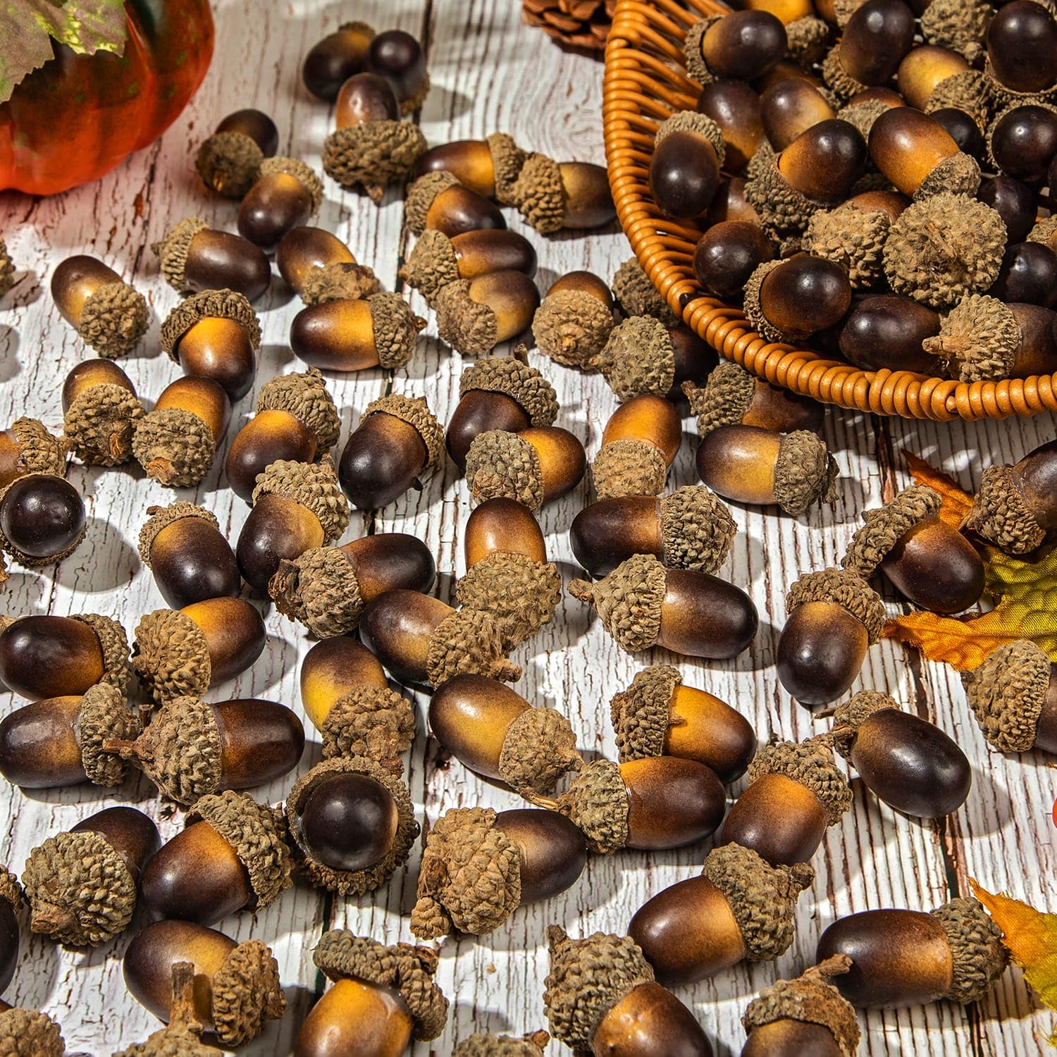 120 Pcs Artificial Acorns, Lifelike Fake Acorn with Natural Cap Simulation Nut for Home, Kitchen, Bowl, DIY Crafts, Photography Props