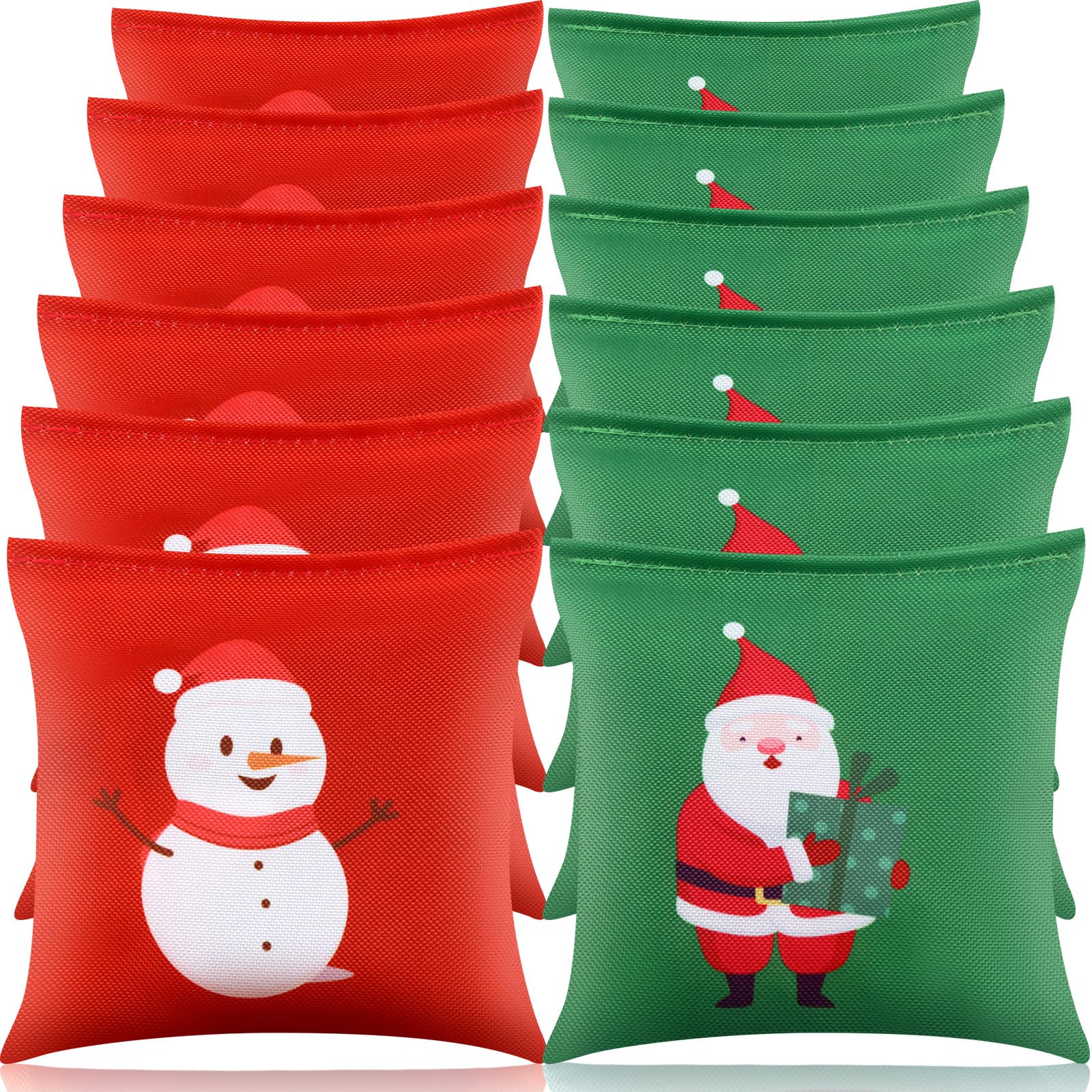 Ceenna 12 Pcs Thanksgiving Bean Bags Halloween Pumpkin Cornhole Game Bags for Tossing Christmas Game Bean Bags Corn Hole Beans Bags for Holiday Party(Snowman and Santa Claus)