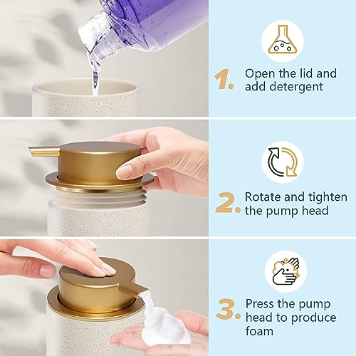 Rolilink Foaming Soap Dispenser, Ceramic Hand Soap Dispenser