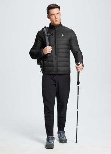 baleaf Men's Puffer Jacket Packable Winter Coats Lightweight Water Resistant Quilted Warm Windproof Black XL
