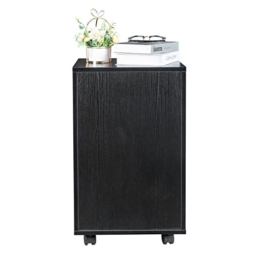 JOPESA Black Wood Grain Density Board Three Drawers Wooden Filing Cabinet