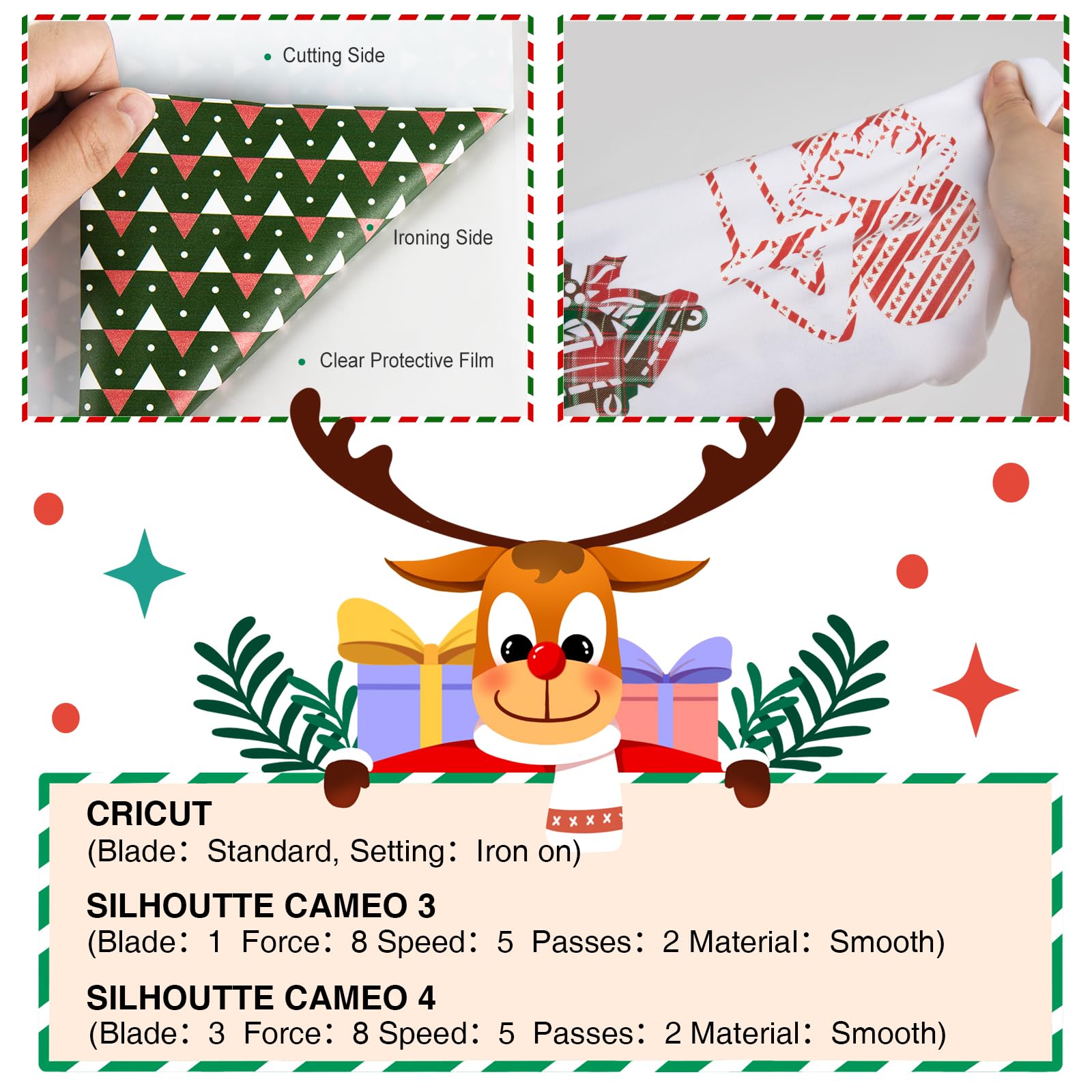 HTVRONT Christmas Heat Transfer Vinyl Bundle-13 Sheets Patterned Buffalo Plaid HTV Vinyl Christmas HTV Cartoon Cute Iron On Vinyl 12" x 10" Inch