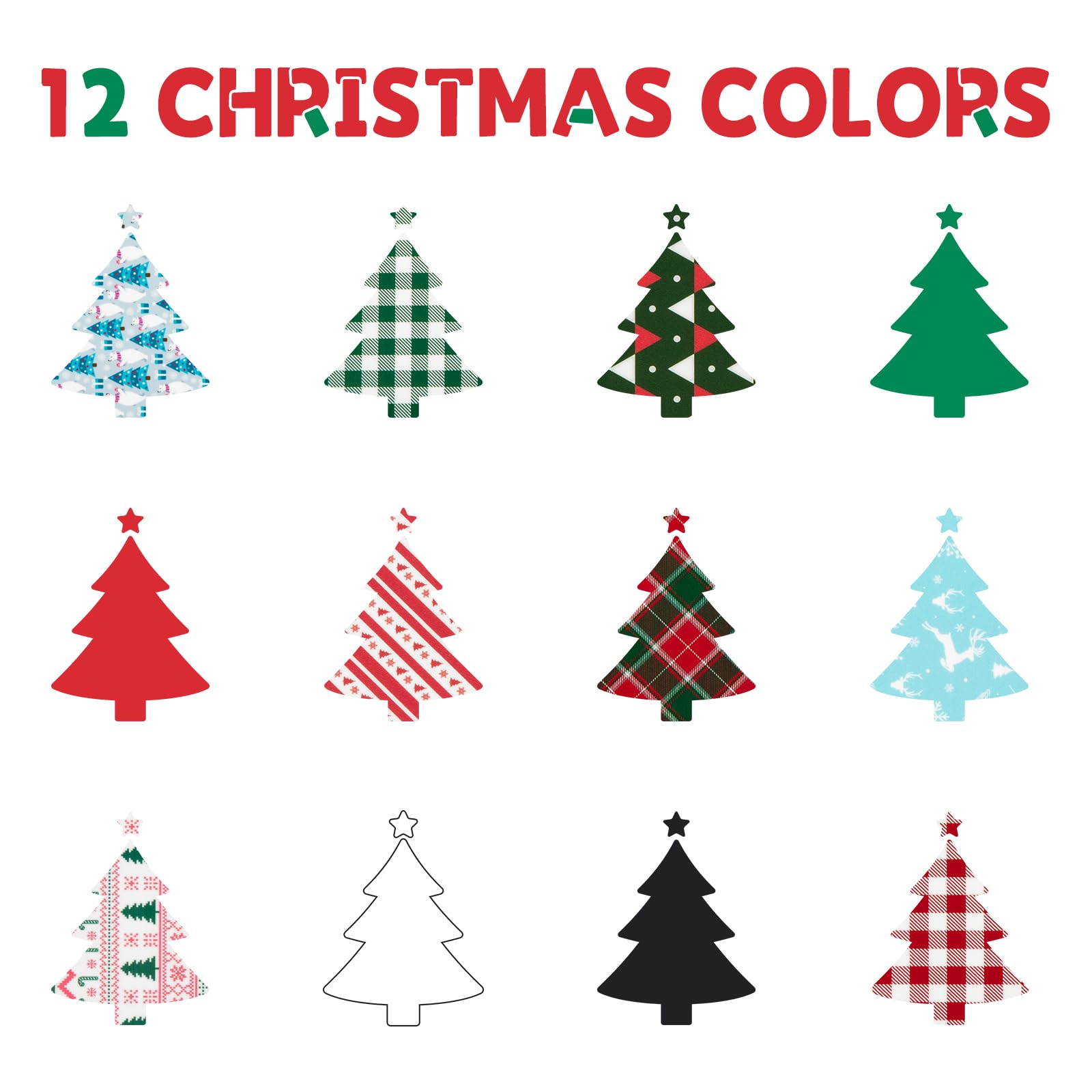 HTVRONT Christmas Heat Transfer Vinyl Bundle-13 Sheets Patterned Buffalo Plaid HTV Vinyl Christmas HTV Cartoon Cute Iron On Vinyl 12" x 10" Inch