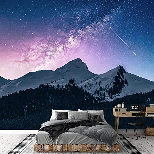 Star Meteor 3D Wall Murals, Distant Mountains Wallpaper, 3D Decal Removable Peel and Stick Self-Adhesive Environmental Protection for Home Office Renovation Decor 118''Wx83''L-PVC