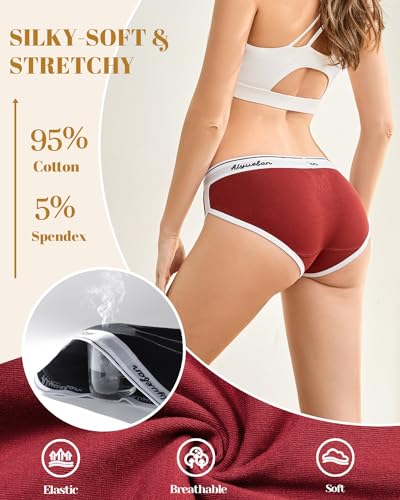 Omcry Cotton Underwear for Womens Breathable Cheeky Panties for Women Comfy Bikinis Panties for Young Ladies 5 Pack