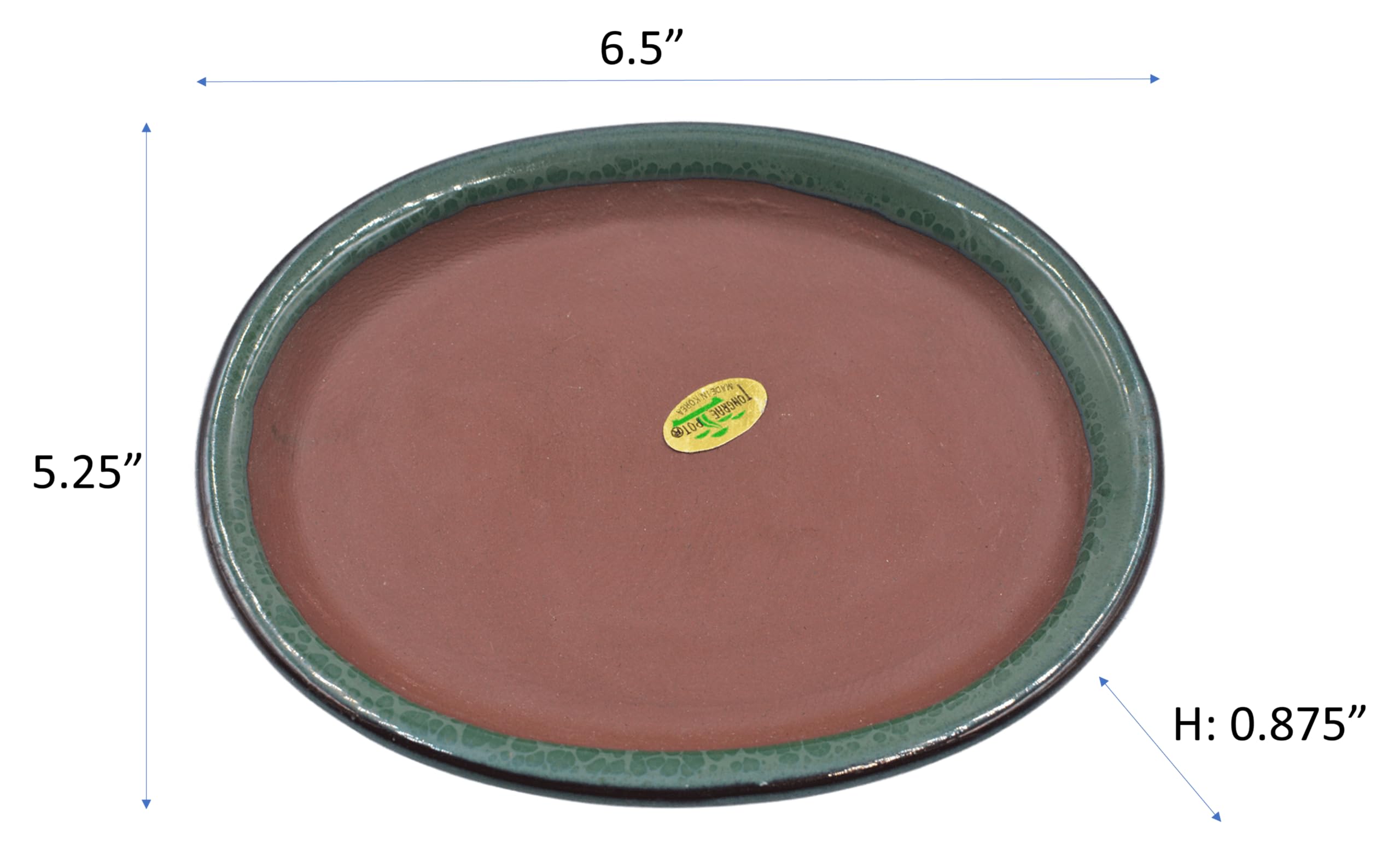 Aven's Serenity Garden 6.5" Korean Oval Humidity Tray Glazed Ceramic Plate Tongrae Pot