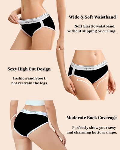 Omcry Cotton Underwear for Womens Breathable Cheeky Panties for Women Comfy Bikinis Panties for Young Ladies 5 Pack